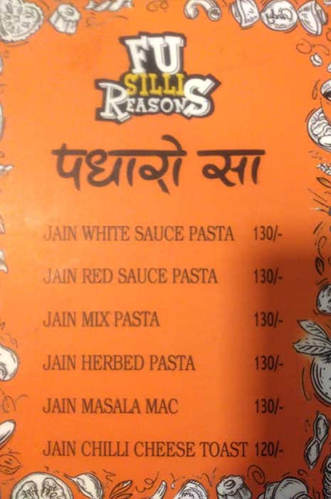 Menu at Fusilli Reasons, Chennai, No. 9