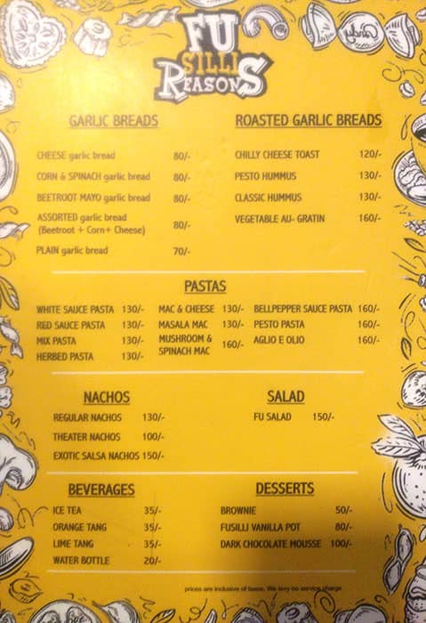 Menu at Fusilli Reasons, Chennai, No. 9