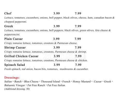 Menu at Pizza Fino pizzeria, Houston, Louetta Rd