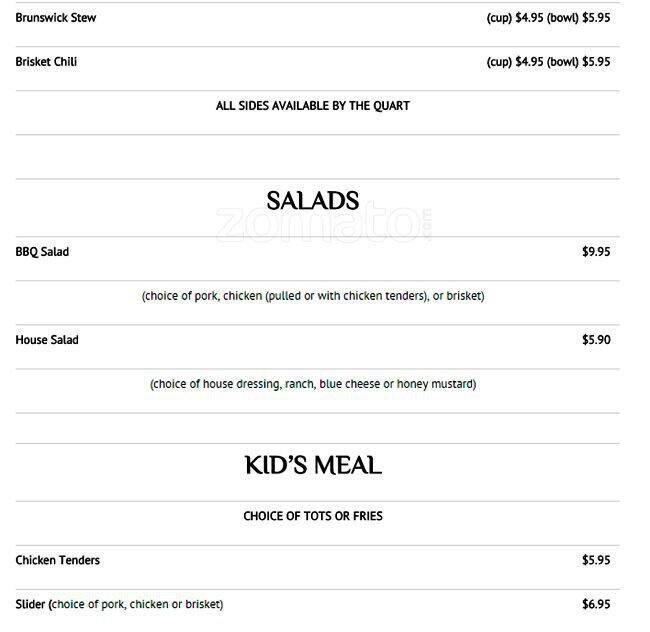 Menu at The Greater Good BBQ, Atlanta, Roswell Rd NE