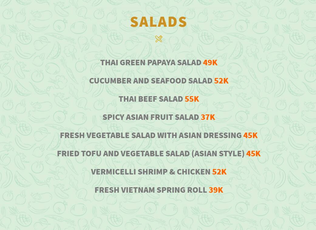 Menu at Warung Asia restaurant, Kuta, JL. Werkudara No 5