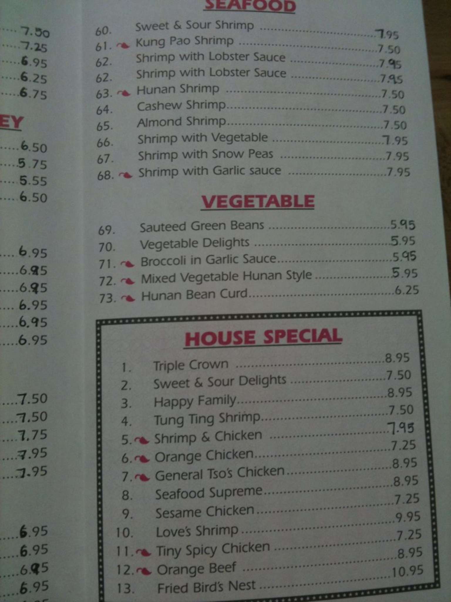 Menu at Peking Restaurant, Alexandria
