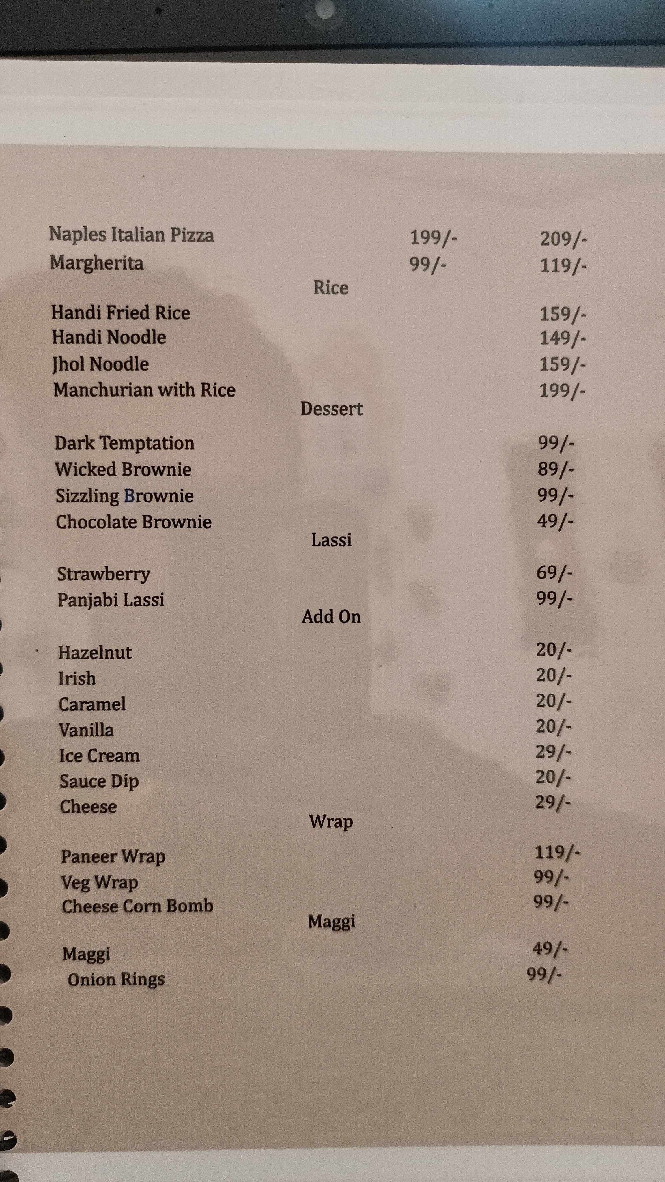 Menu of Cafe 2024, Gomti Nagar, Lucknow