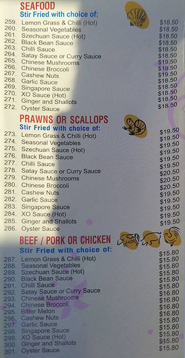 Menu at Golden Dragon BBQ & Seafood House, Lalor