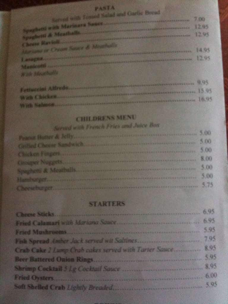 Menu at Lisa's Cafe of Madeira, Madeira Beach