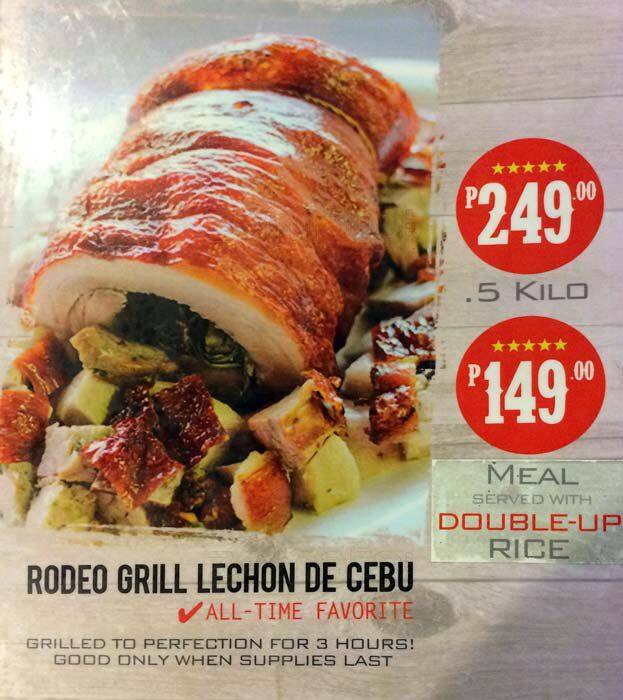 Menu at Rodeo Grill restaurant, Cebu City, 8W82+PW4