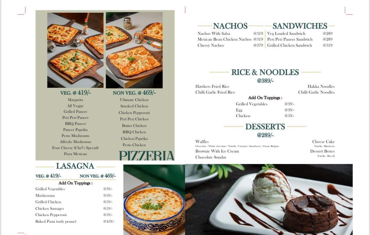 Menu of Cafe Hawkers, Connaught Place, New Delhi