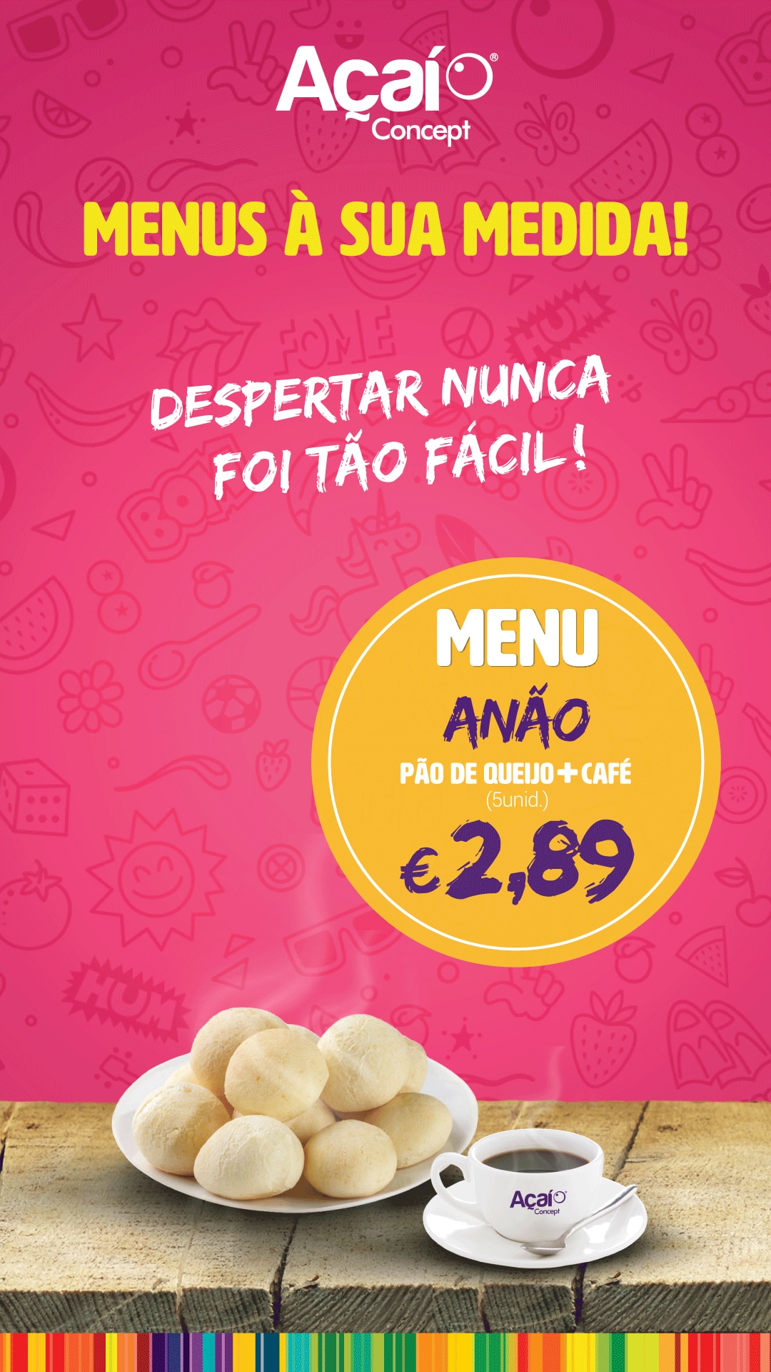 Menu at Açaí Concept restaurant, Lisbon, Armazens do Chiado