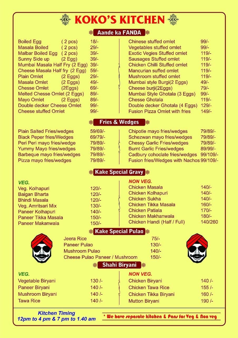 Menu at Koko's Kitchen, Mumbai, Shop-5