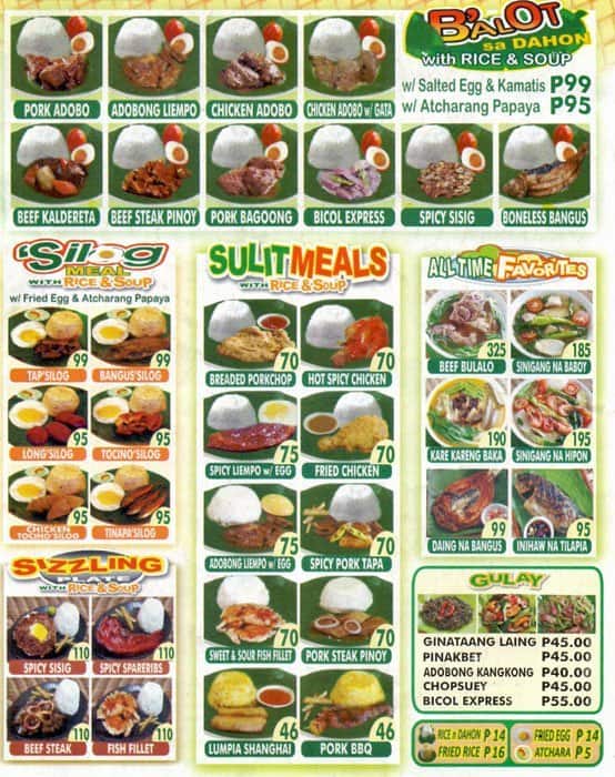 Nid's Binalot Menu, Menu for Nid's Binalot, New Manila, Quezon City ...