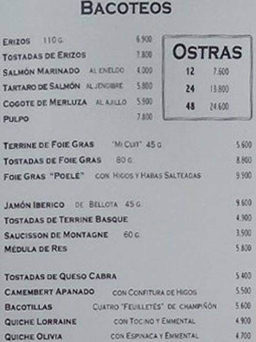 Baco Menu,Menú para Baco, Providencia, Santiago - Zomato Chile