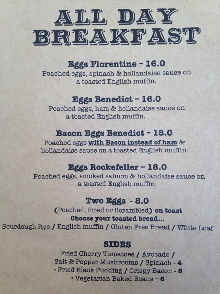 Menu at The Black Pudding Cafe, Echuca