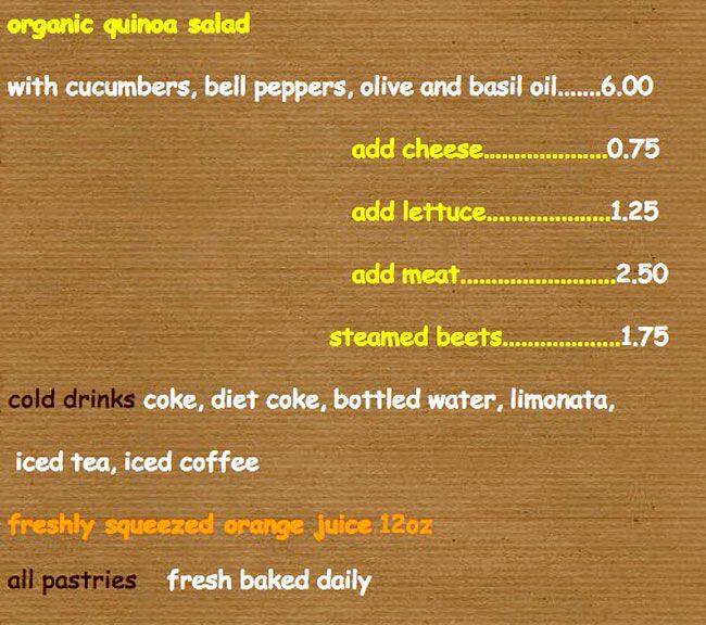 Menu at Autobahn Cafe, Oakland