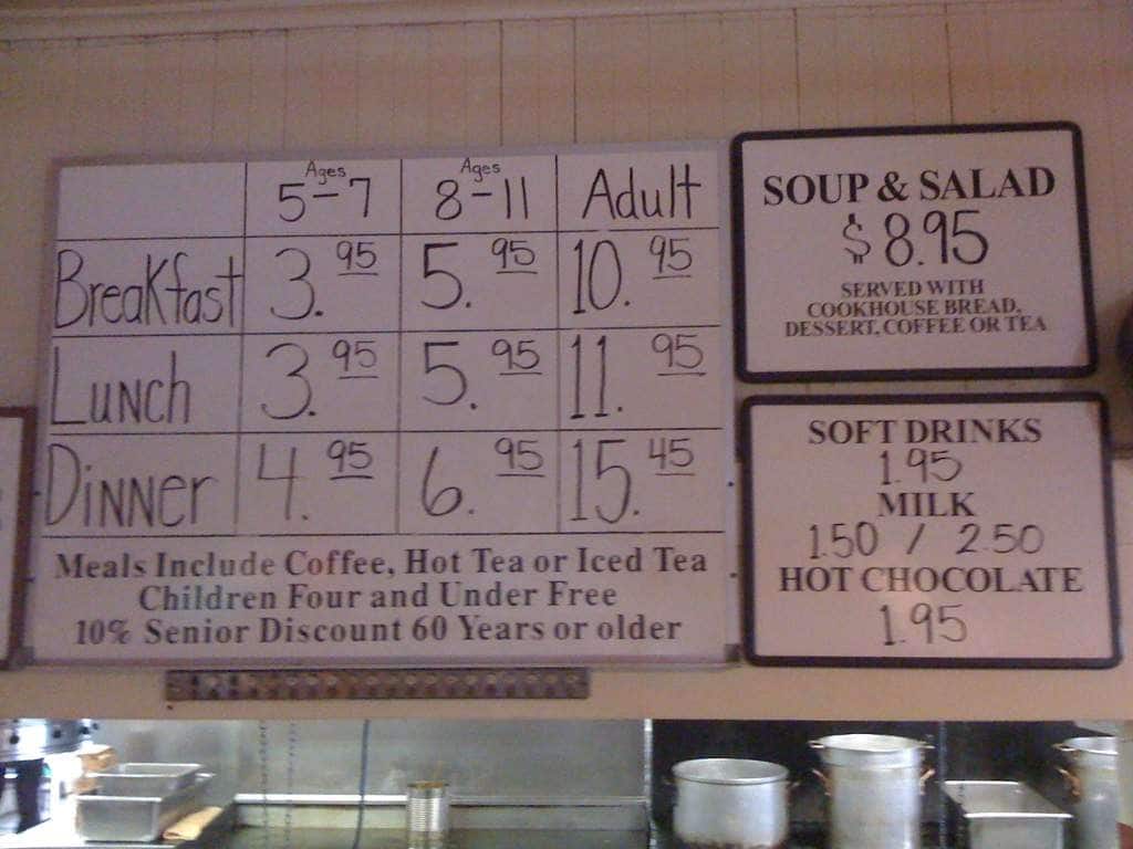 Samoa Cookhouse Menu, Menu for Samoa Cookhouse, Eureka, Eureka ...