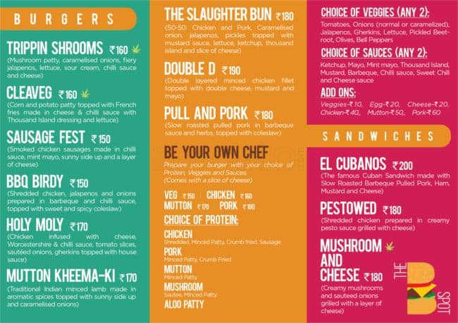 Menu at The B Spot, Mumbai