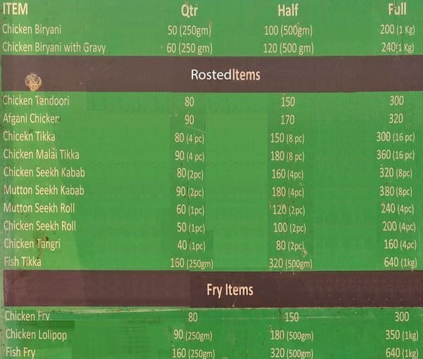 Hyderabad Spl. Chicken Biryani Point Menu - Zomato