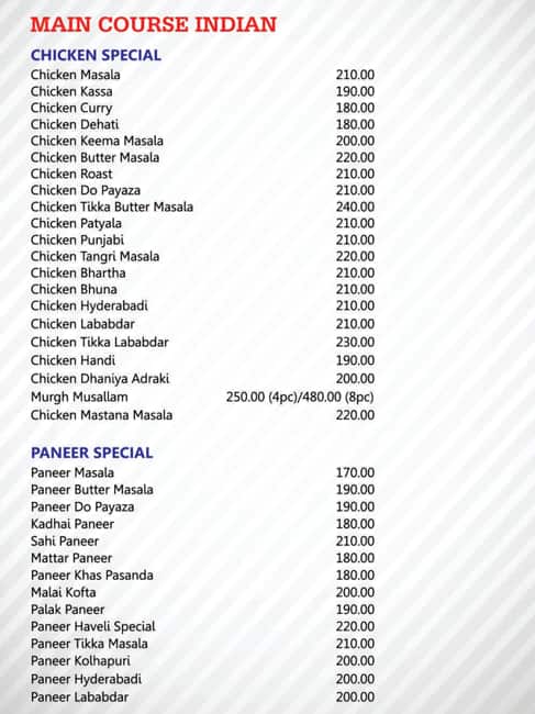 Menu at Haveli, Ghatsila, Ghatshila
