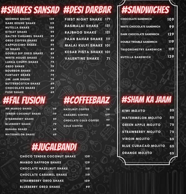 Menu of Shakes Ministry, Chembur, Mumbai