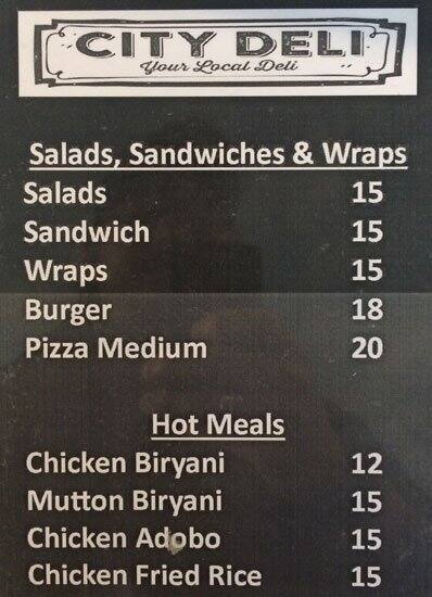 Menu at City Deli restaurant, UAE, +6VW burjuman