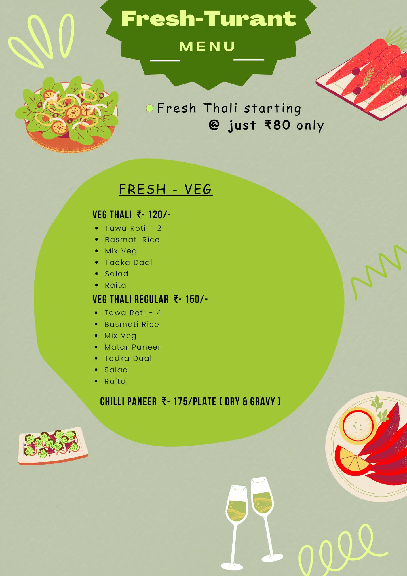 Menu of Fresh Turant, Pratap Vihar, Ghaziabad