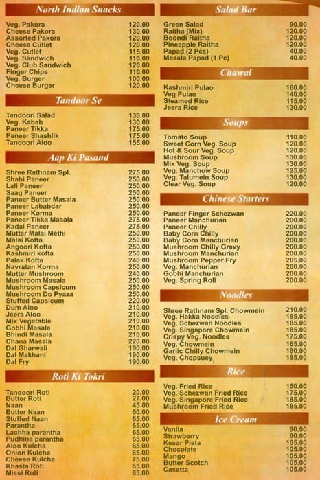 Shree Rathnam Menu, Menu for Shree Rathnam, Rohini, New Delhi - Zomato