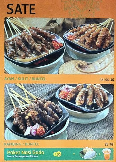 Menu at Sate Khas Senayan Ps restaurant, Jakarta, Senayan City