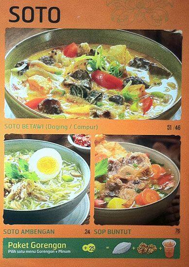 Menu at Sate Khas Senayan Ps restaurant, Jakarta, Senayan City