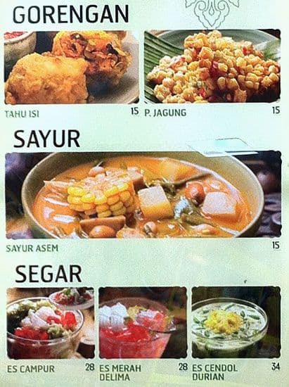 Menu at Sate Khas Senayan Ps restaurant, Jakarta, Senayan City