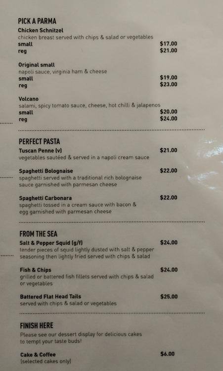 Menu at Leighoak Club, Oakleigh