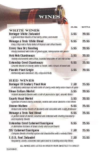 Menu at Stonehouse Grill steakhouse, Westlake