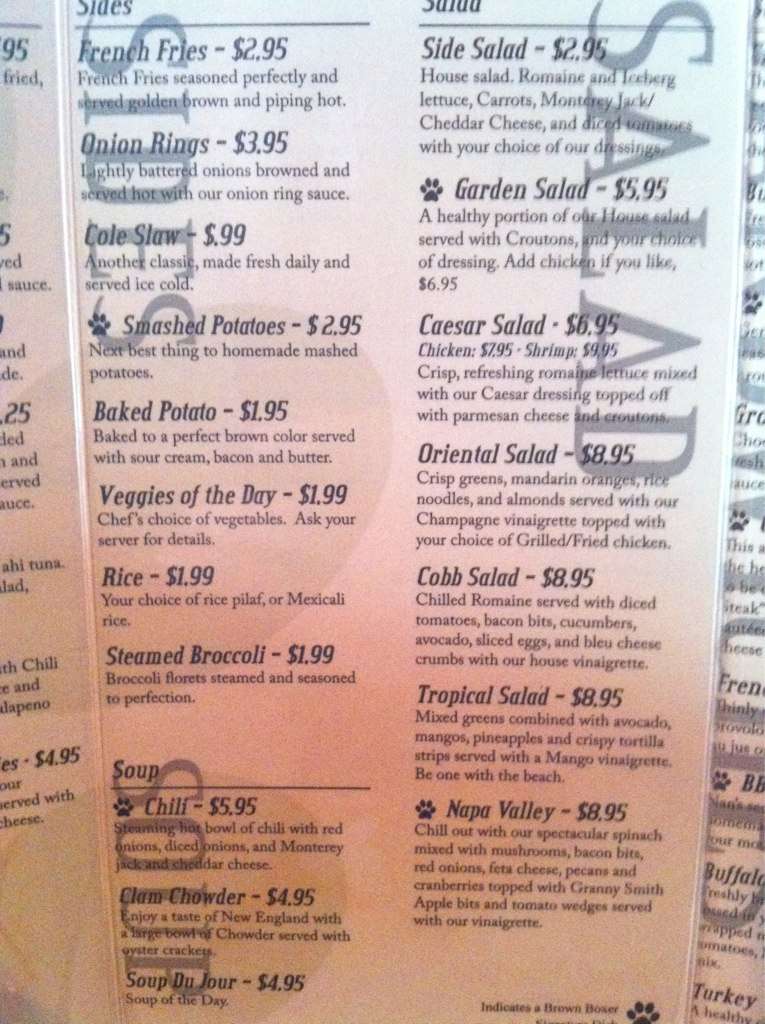 Menu at The Boxer pub & bar, Clearwater, 454 Mandalay Ave