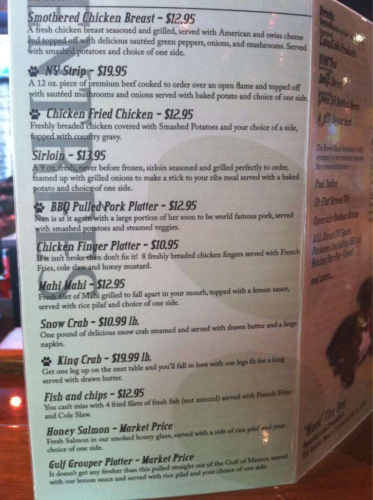 Menu at The Boxer pub & bar, Clearwater, 454 Mandalay Ave