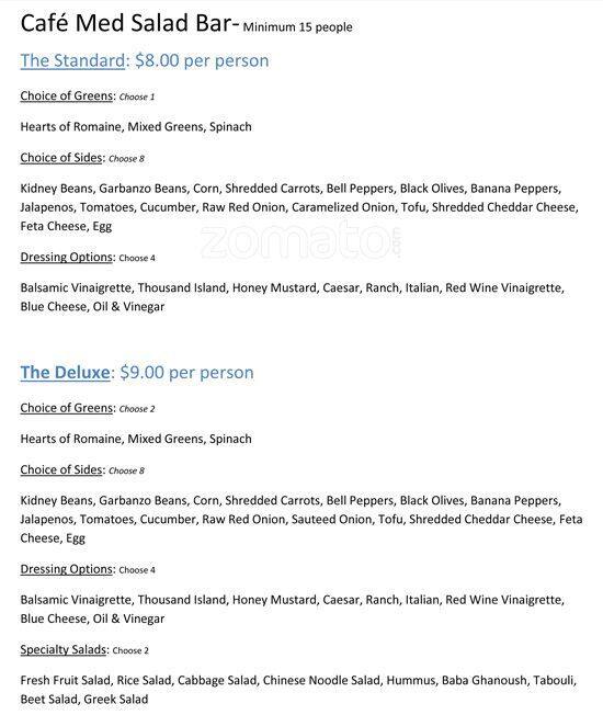 Menu at Dar Fatma cafe, San Francisco, 201 Pine St