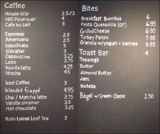 Menu at Repose cafe, Sebastopol