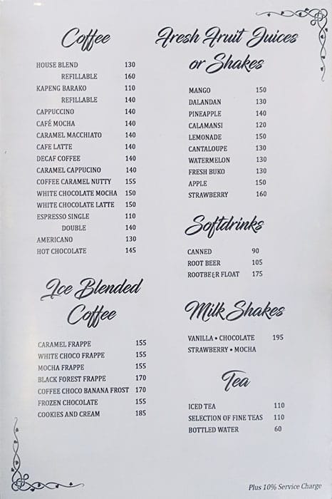 Menu at Bag of Beans, Twin Lakes restaurant, Laurel, 3V94+FP6