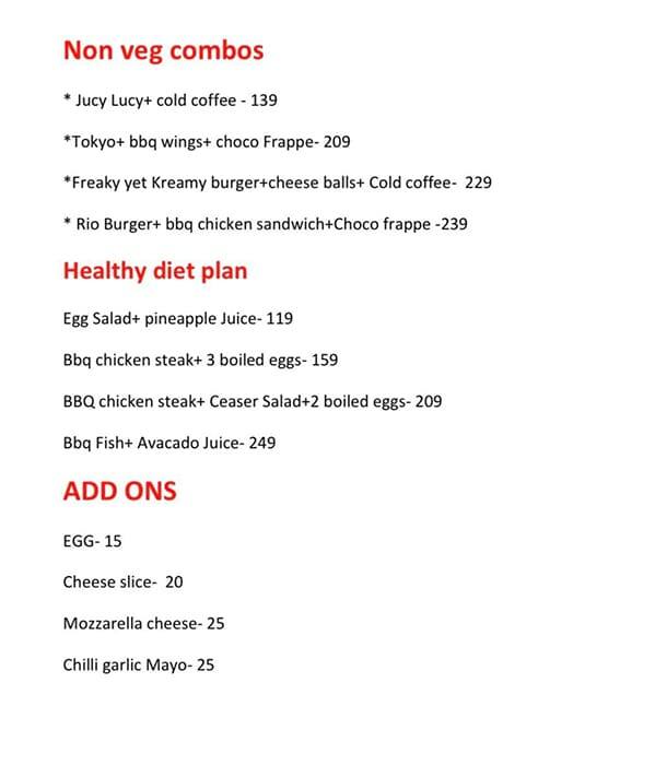 Menu at The Burger Heist, Hyderabad