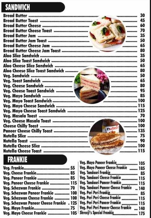 Menu of Shreeji's Food Hub, Virar, Mumbai