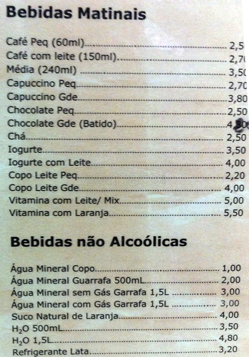 Menu em Panificadora Natalina Ltda, São Paulo, R. Sepetiba