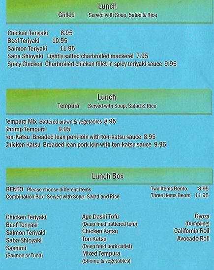 Menu at Damo Sushi restaurant, Pleasant Hill