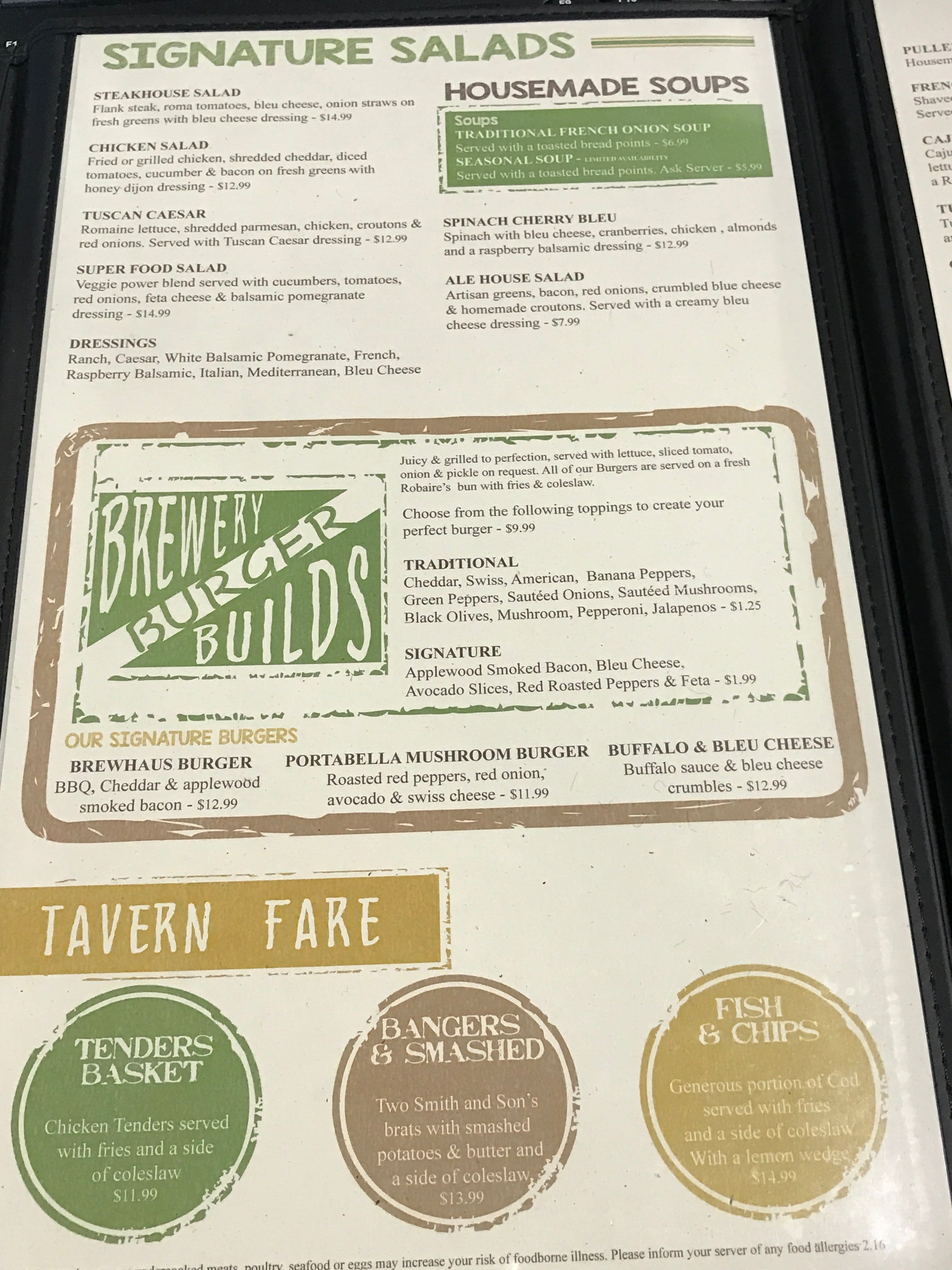Menu at Hunter's Ale House pub & bar, Mount Pleasant