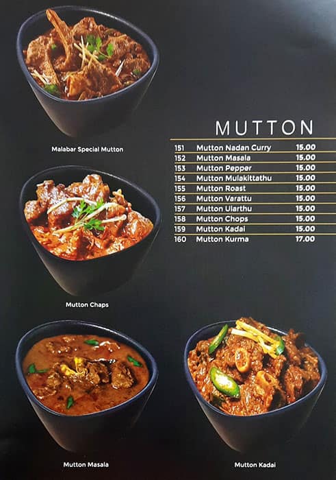 Menu at Old Calicut Live, Abu Dhabi