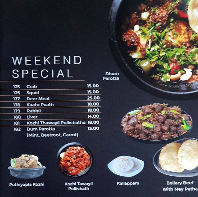 Menu at Old Calicut Live, Abu Dhabi