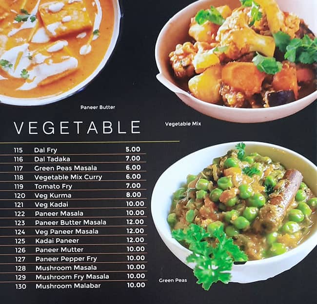 Menu at Old Calicut Live, Abu Dhabi