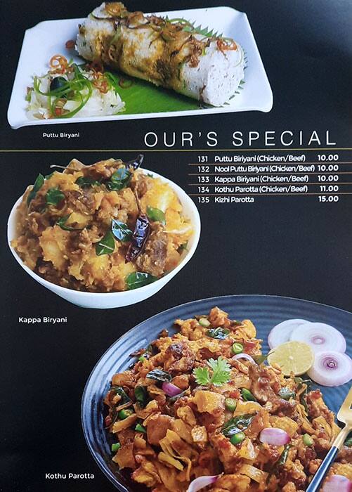 Menu at Old Calicut Live, Abu Dhabi