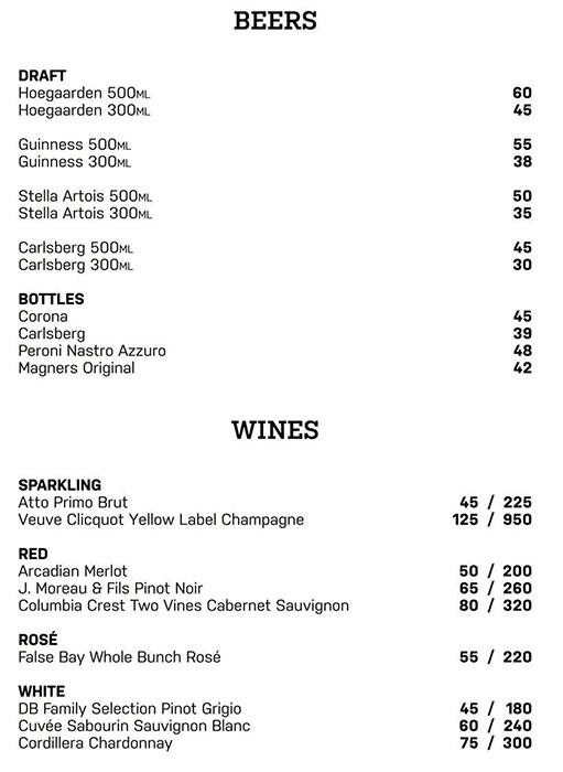 Menu at Tipsy Lion restaurant, Dubai