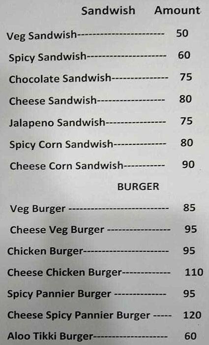 Menu of Bay Bites, Kolathur, Chennai