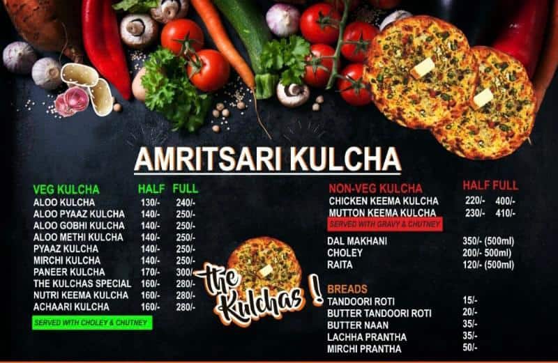 Menu of The Amritsari Kulcha, Sector 63, Noida