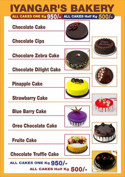 Menu of Bangalore Iyangar's Bakery, Lonavala, Pune