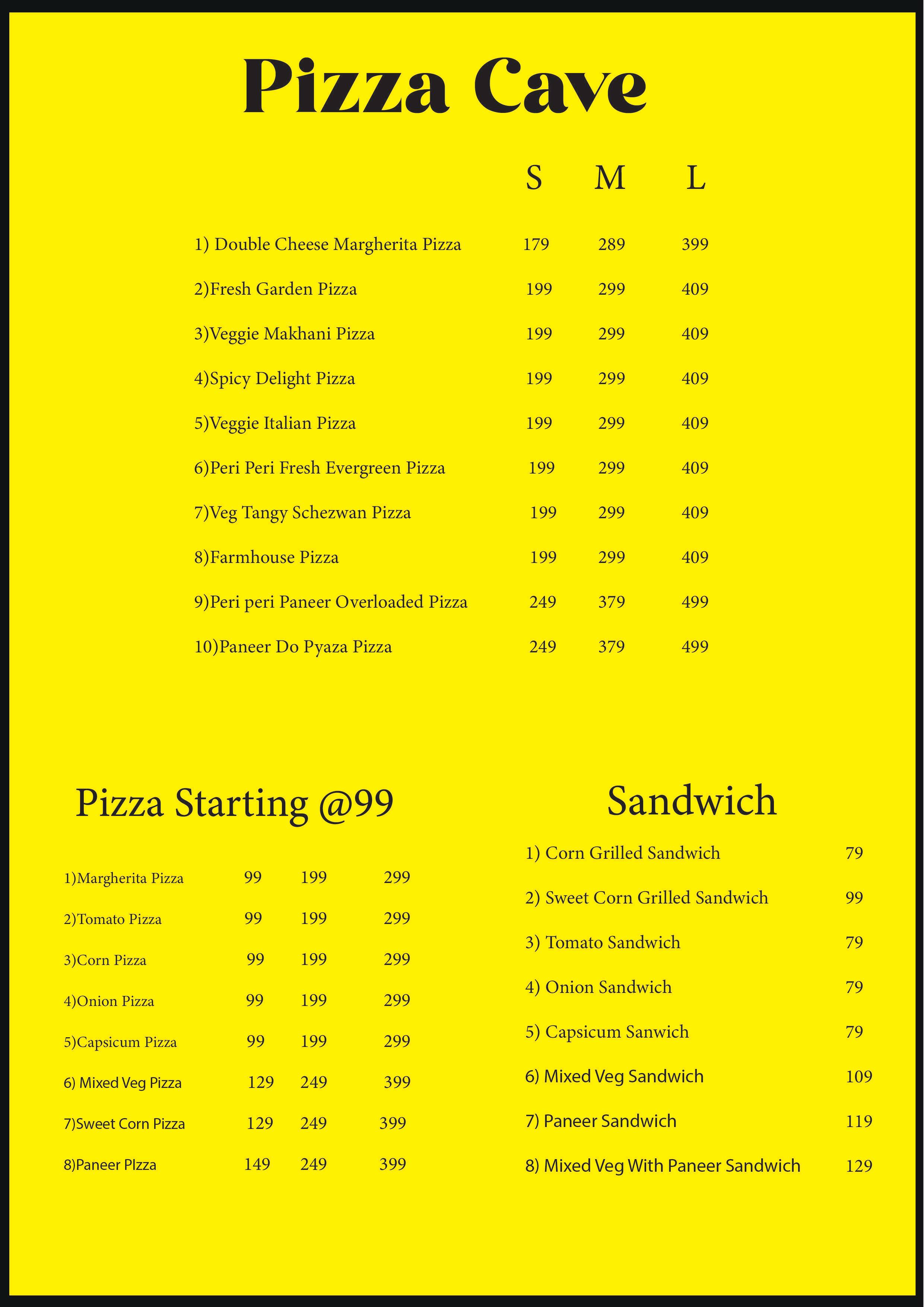 Menu of The Pizza Singh, Civil Lines, New Delhi