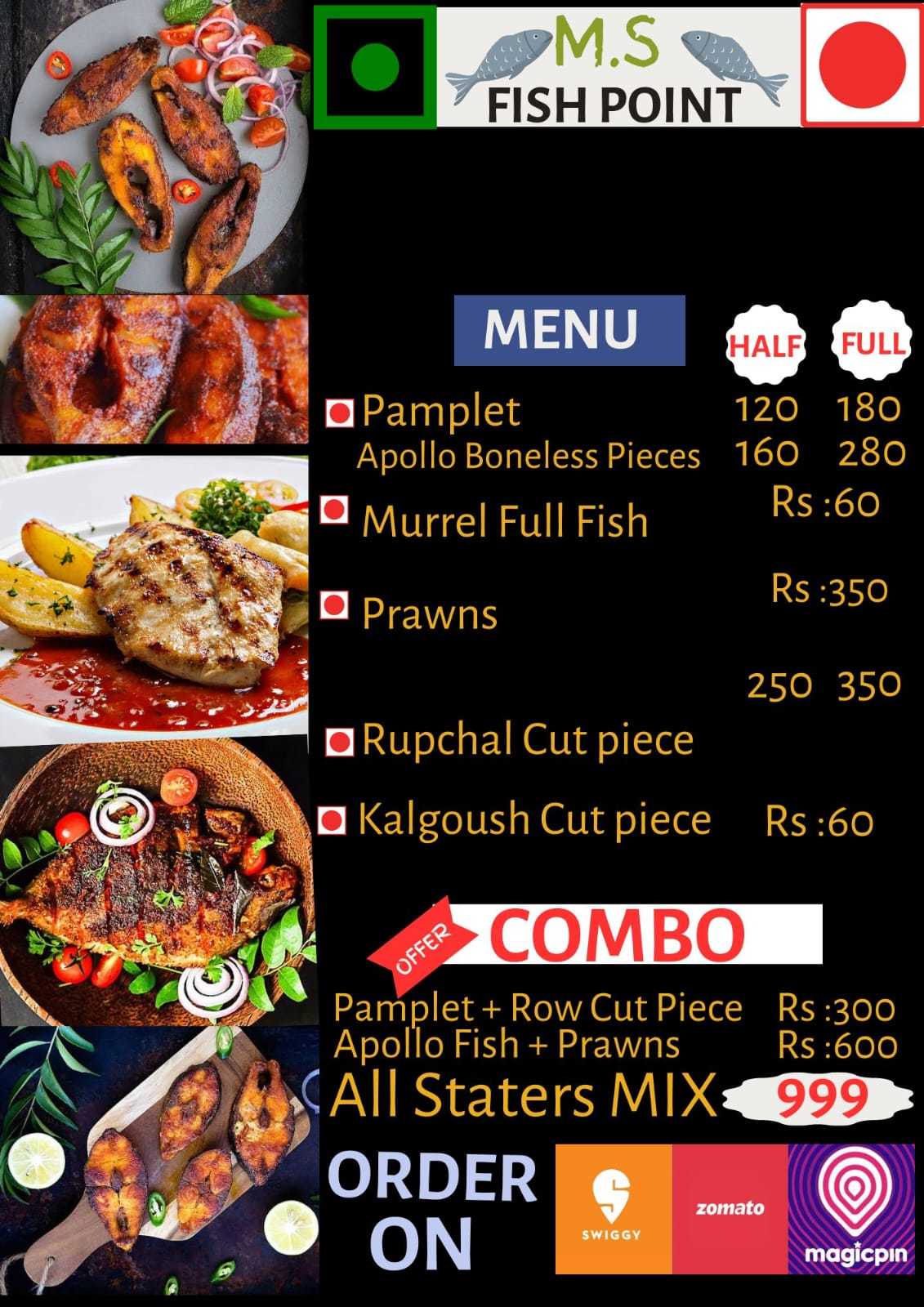 Menu of MS Fish Point, Kondapur, Hyderabad